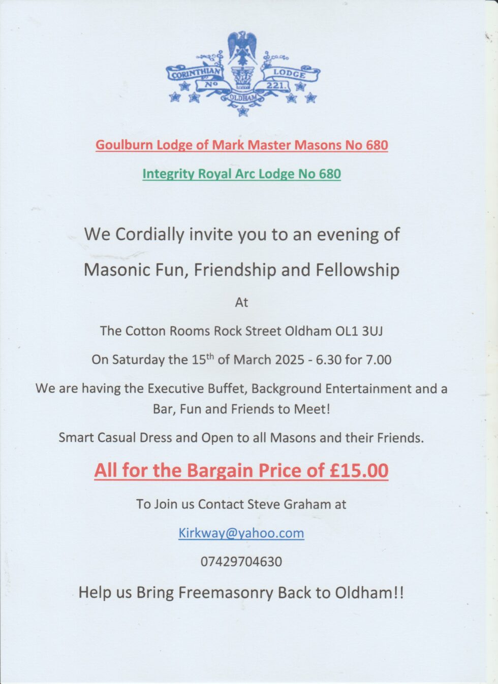 Masonic Fun, Friendship and Fellowship @ Cotton Rooms | The Provincial ...